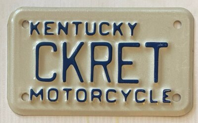 Kentucky MOTORCYCLE VANITY License Plate CKRET | eBay
