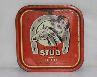 Old Litho Print MOHROC'S Stud LAGER BEER Tin Tray Vintage Collectible ...