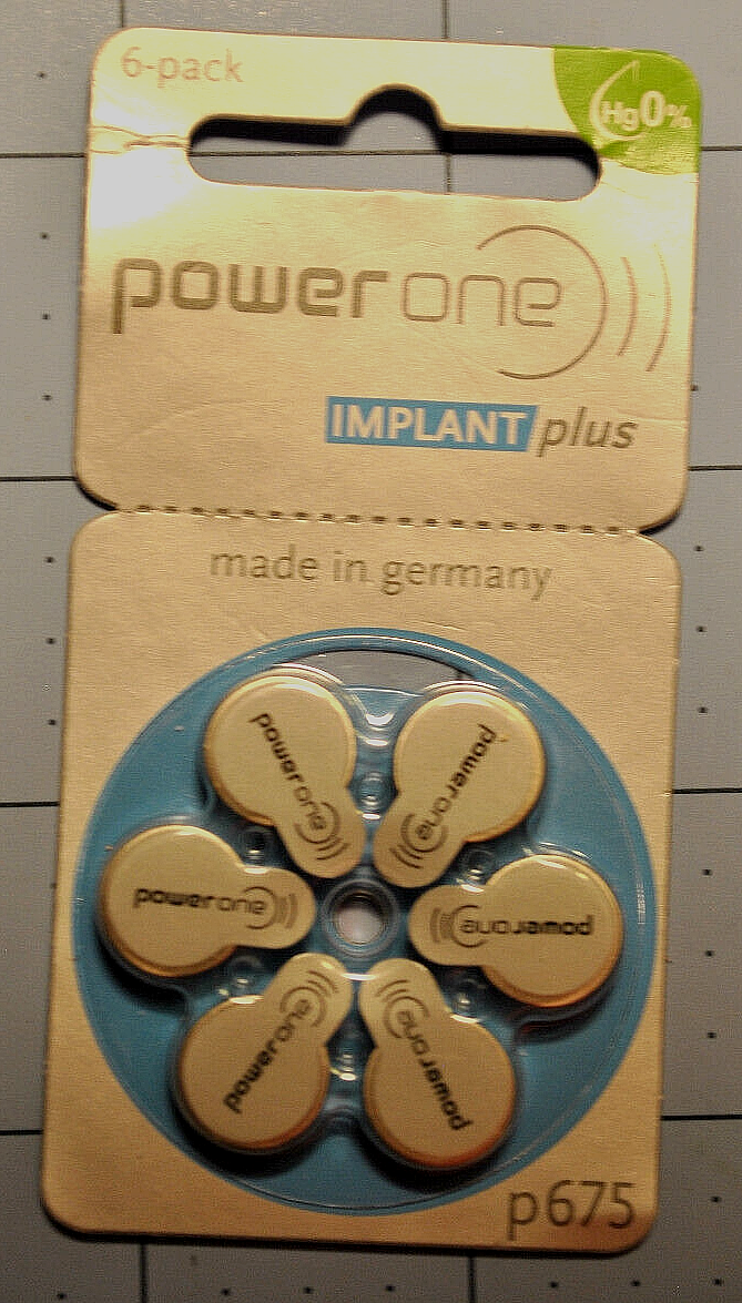 Power One Implant Plus PR44 p675 Cochlear Hearing Aid Batteries 6-pack ...