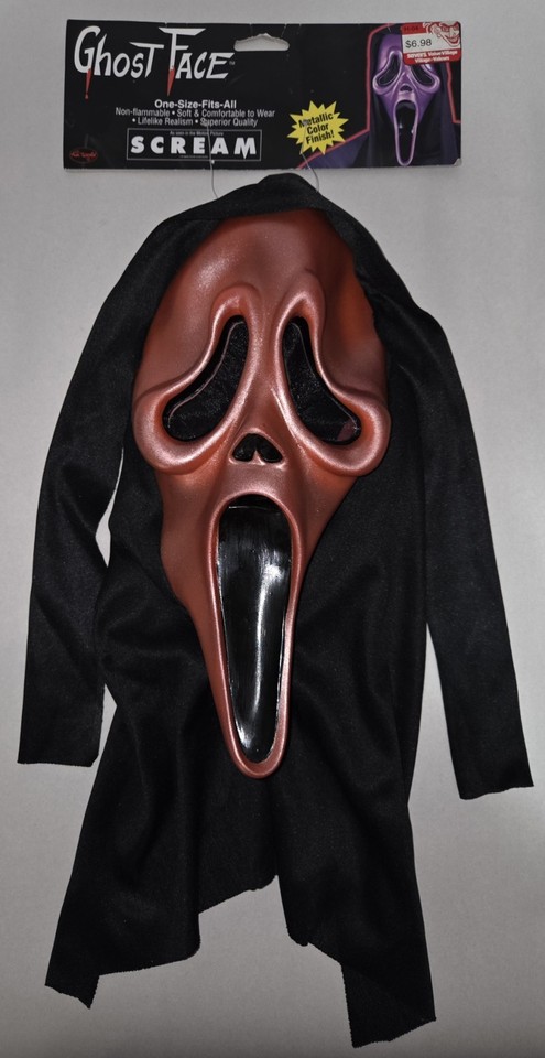 Scream Ghost Face Vintage Halloween Mask 1997 Easter Fun World Metallic ...