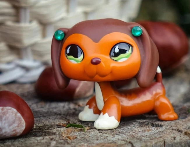 Mini Pet Shop Toy Dachshund Green Eyes Wiener Dog New lps Pets Kid Gift ...