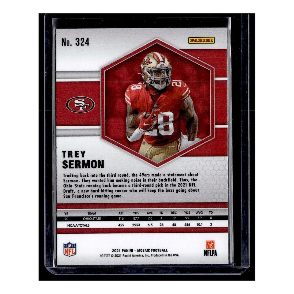 2021 Panini Mosaic #324 Trey Sermon Rookie San Francisco 49ers Football ...