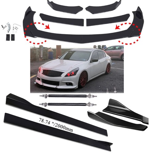 Front Bumper Chin Lip Splitter Spoiler Body Kit+Strut Rods For Infiniti ...