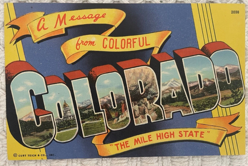 Greetings from Colorado LARGE LETTER LINEN postcard | eBay