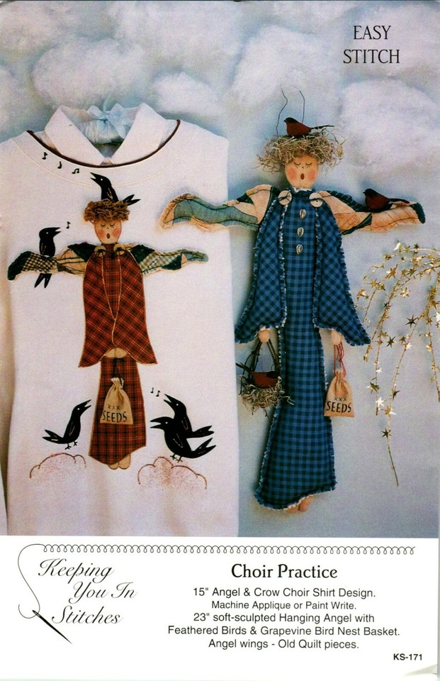 Choir Practice Hanging Angel Cloth Doll Pattern Folk Soft Sculpture ...