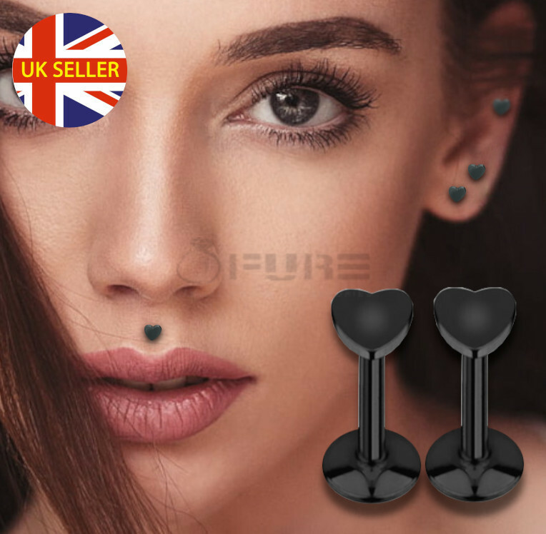 Black Lip Piercing Black Steel Labret Round Disc Attachment | Shop