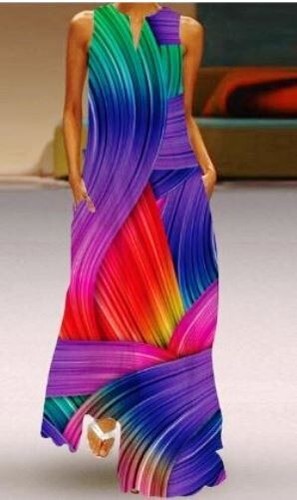 Peacock Spiral 2024 Fashion Summer Sleeveless Beach Maxi Dress Women ...