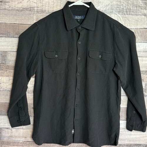 Nat Nast Luxury Silk Blend Shirt Mens Large Black Button Up Long Sleeve ...