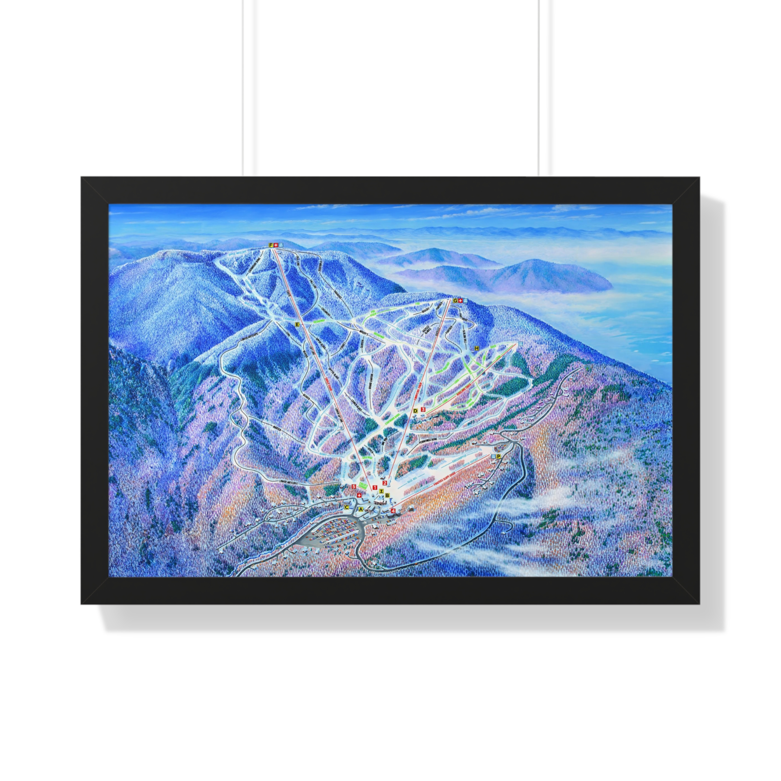 Mad River Glen VT Trail Map Framed Poster Vermont Ski Resort 30x20 | eBay