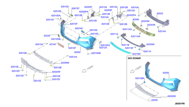 Genuine Nissan Molding Front Bumper Lower 62084-6RA0E for sale online ...