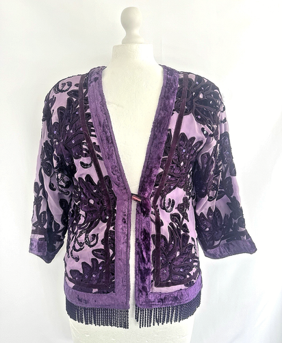 Indigo Moon Jacket Size L Chest 42" Purple Embroidery Made in India ...