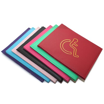 LEATHER DISABLED BADGE HOLDER WALLET PARKING BLUE DISABILITY COVER ...