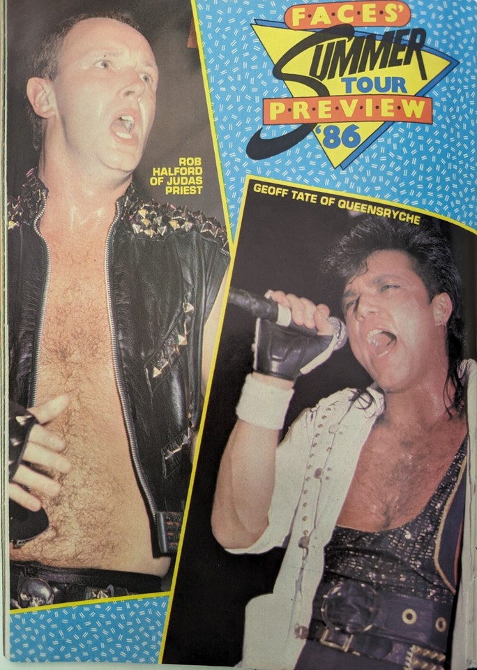 Faces Rocks Magazine August 1986 Metallica, Van Halen, Priest, Twisted ...