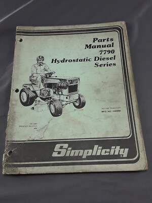 Simplicity Parts Manual Series 7790 Hydrostatic diesel Series Riding ...