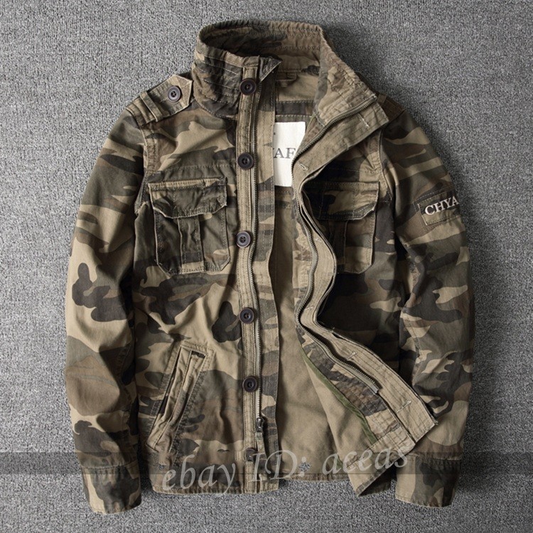 Mens Camouflage Combat Field Jackets Vintage Military Pockets Outdoor ...