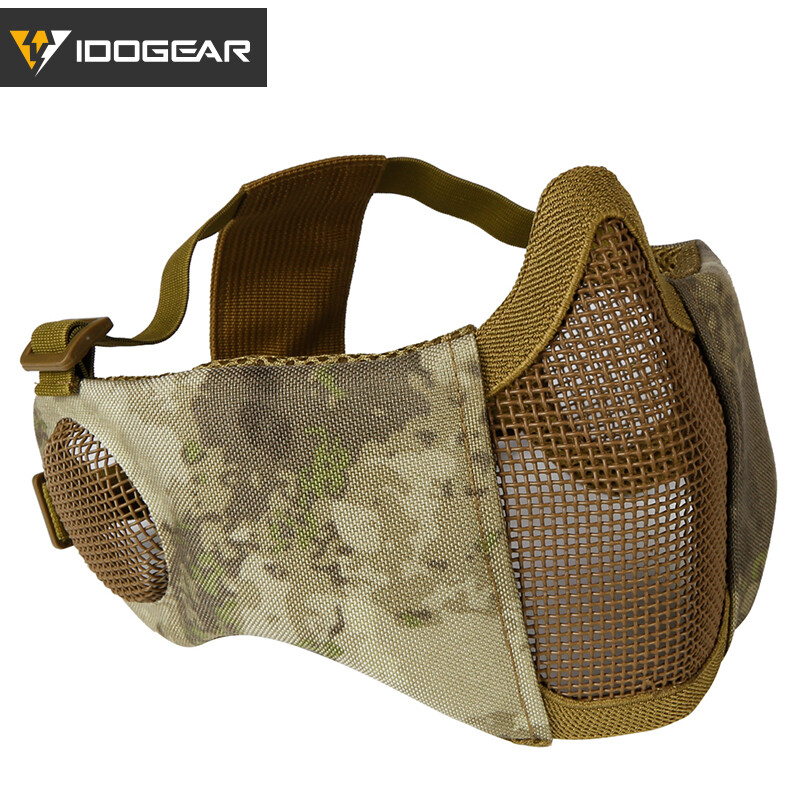 IDOGEAR Tactical Airsoft Mask Foldable Half Face Mask Mesh Protective ...