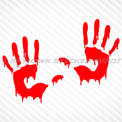 2X Bloody Hand Print Vinyl Window Decal Sticker Zombie Attack Window ...