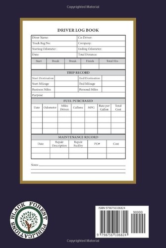 Driver Log Book Daily Driver Log Book To Record Vehicle Details Trips ...
