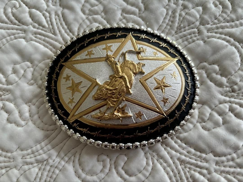 4" VINTAGE* MONTANA SILVERSMITHS SILVERPLATE RODEO BELT BUCKLE #390 | eBay