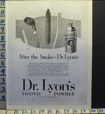 1924 DR LYONS TOOTH POWDER PIPE CIGAR SMOKE DENTAL DENTIST HEALTH H25 ...