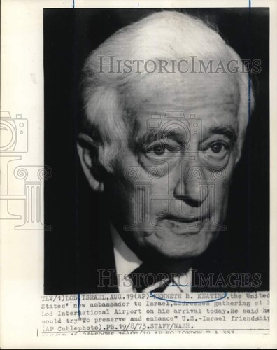 1973 Press Photo Kenneth B. Keating, United States Ambassador to Israel ...