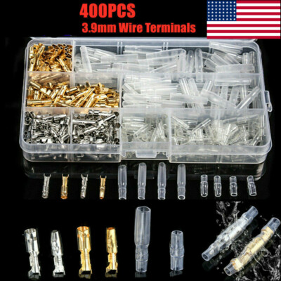 400PCS MOTORCYCLE WIRING HARNESS LOOM BULLET CONNECTORS BRASS 3.9MM ...
