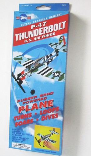 Gayla P-47 Thunderbolt WWII Flying Model Plane Kit #738 Rubber Band ...