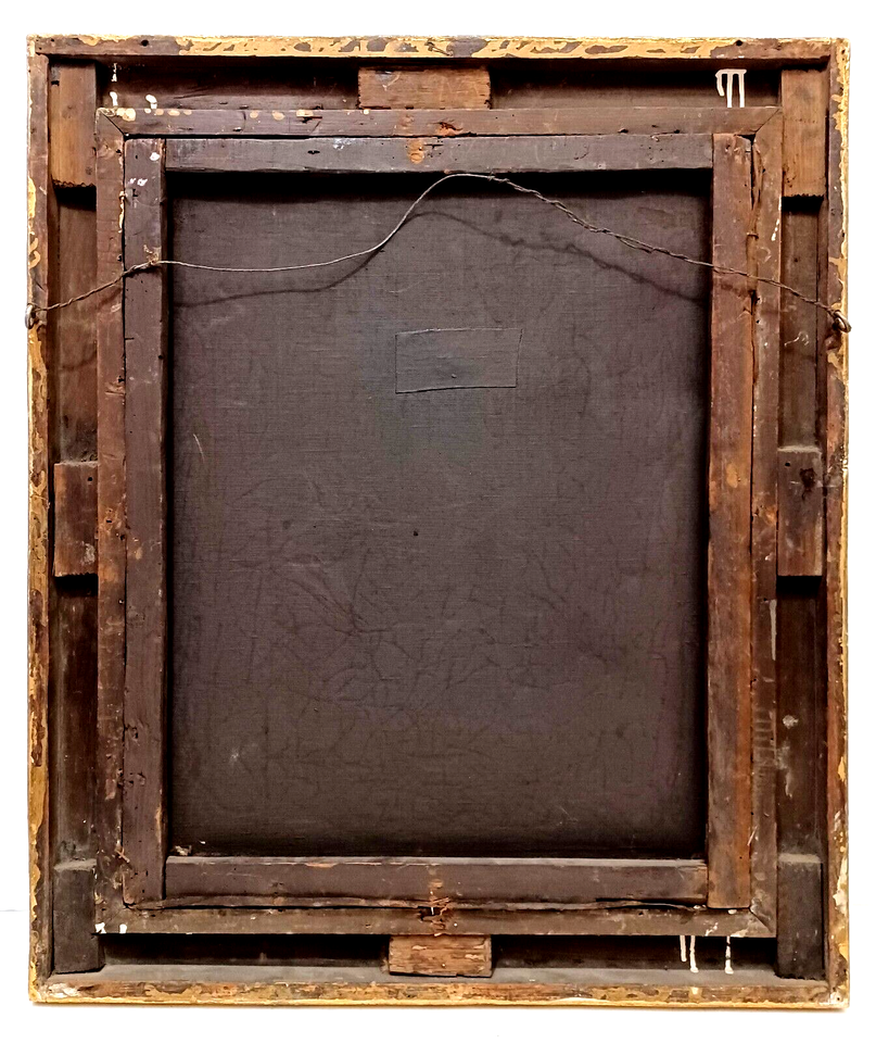 LISTED ARTIST LOUIS BRUNEL SIGNED ANTIQUE OIL on CANVAS "SHELTER ...