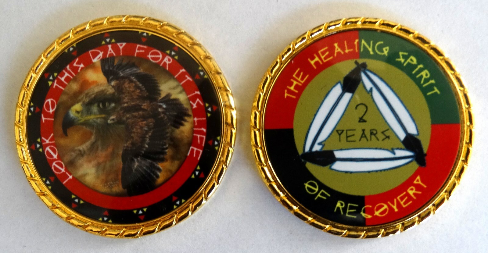 Alcoholics Anonymous 2 Year Native American Rope Edge Sobriety Coin ...
