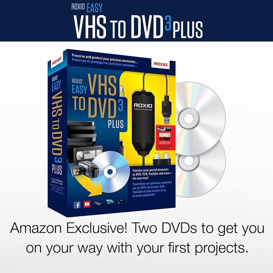 Easy VHS to DVD 3 Plus-VHS, Hi8, V8 Video to DVD or Digital Converter ...