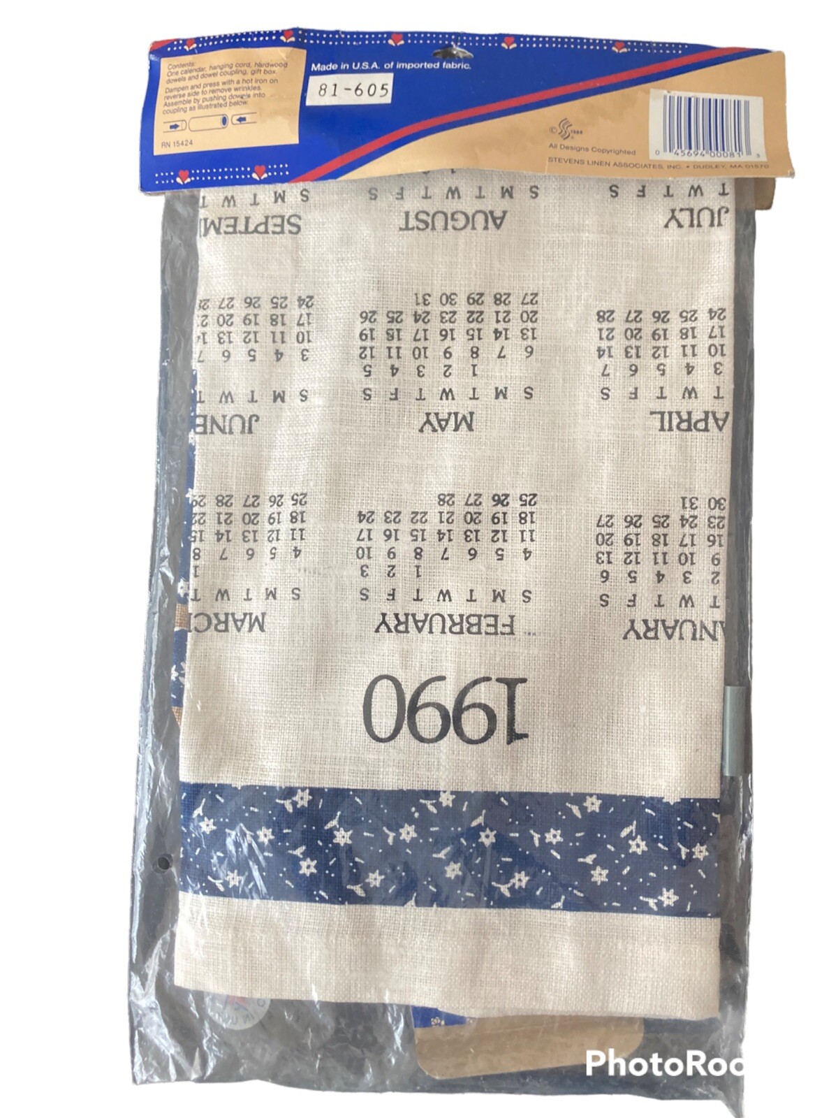 VINTAGE STONELEA 1990 CLOTH WALL CALENDAR Country Ducks 16X26" NEW ...