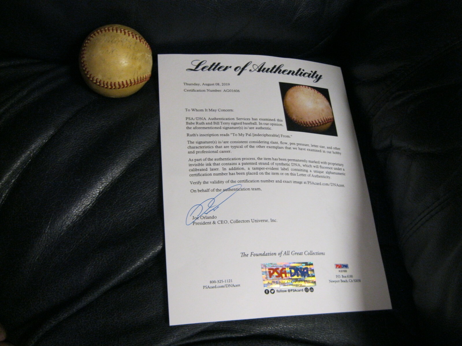 AUTHENTIC Babe Ruth Signed Baseball PSA Full Letter Certified Rare ...