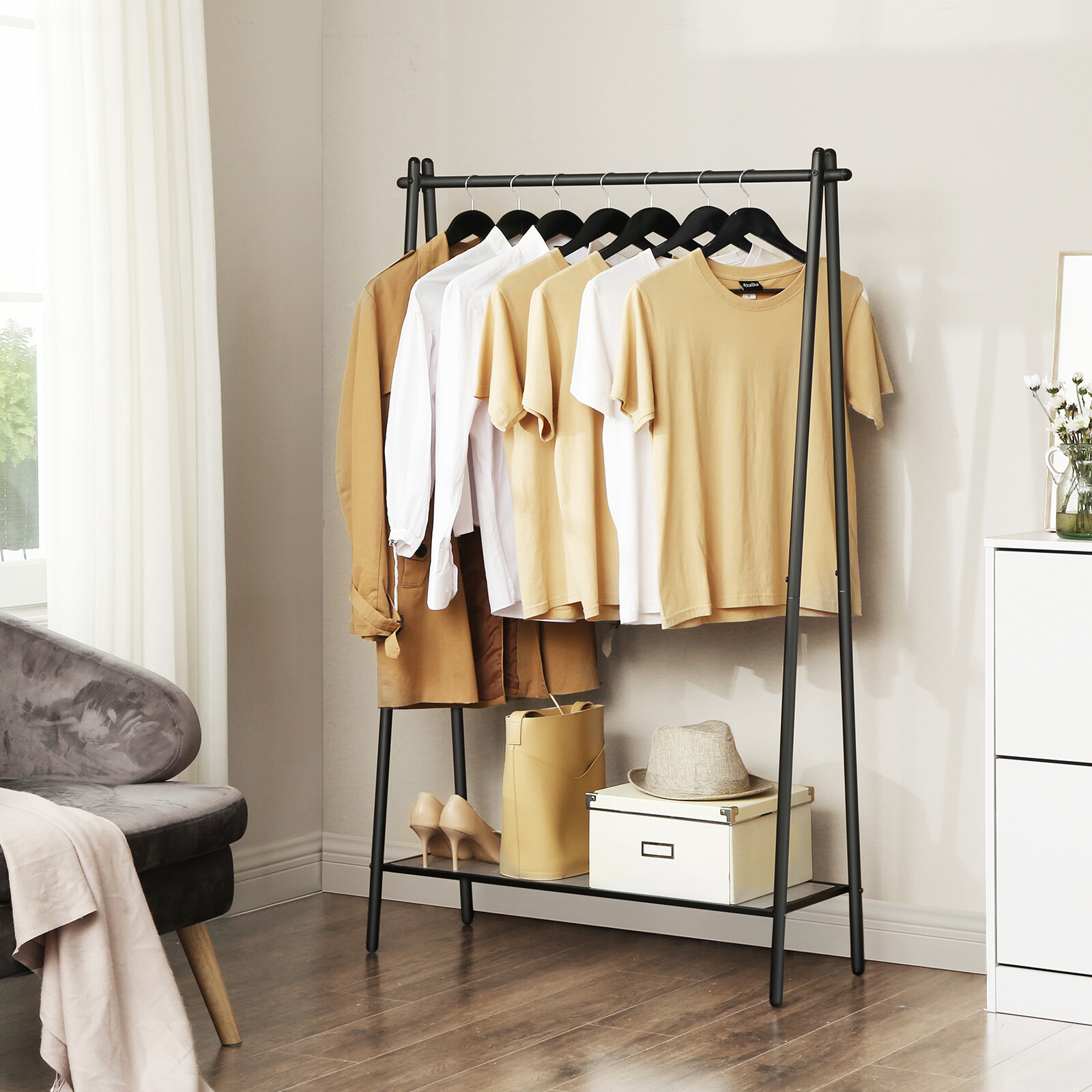 SONGMICS Clothes Rack with Steel Structure,92.5x33.5x153 cm, Matte ...