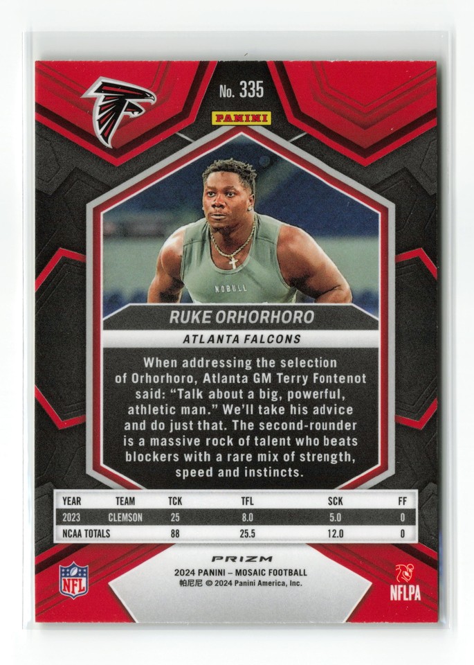 RUKE ORHORHORO #335 RC 2024 PANINI MOSAIC FALCONS YELLOW | eBay