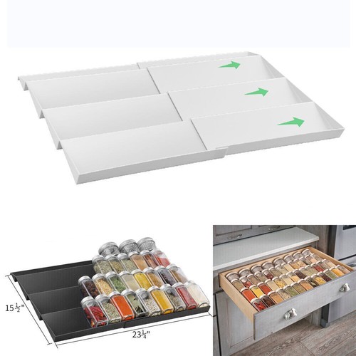 2pcs Spice Drawer Organizer Insert Rack 4 Tier Expandable Plastic Tray ...