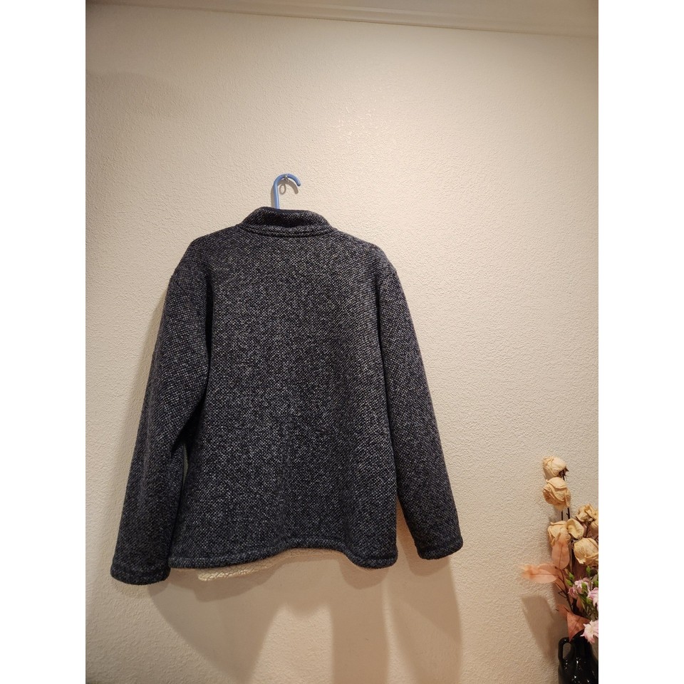 Orvis Sherpa Lined 1/4 Zip Pullover Sweater Jacket L Blue Outdoor ...