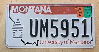 UNIVERSITY OF MONTANA COLLEGIATE LICENSE PLATE " UM 5951 " MT | eBay