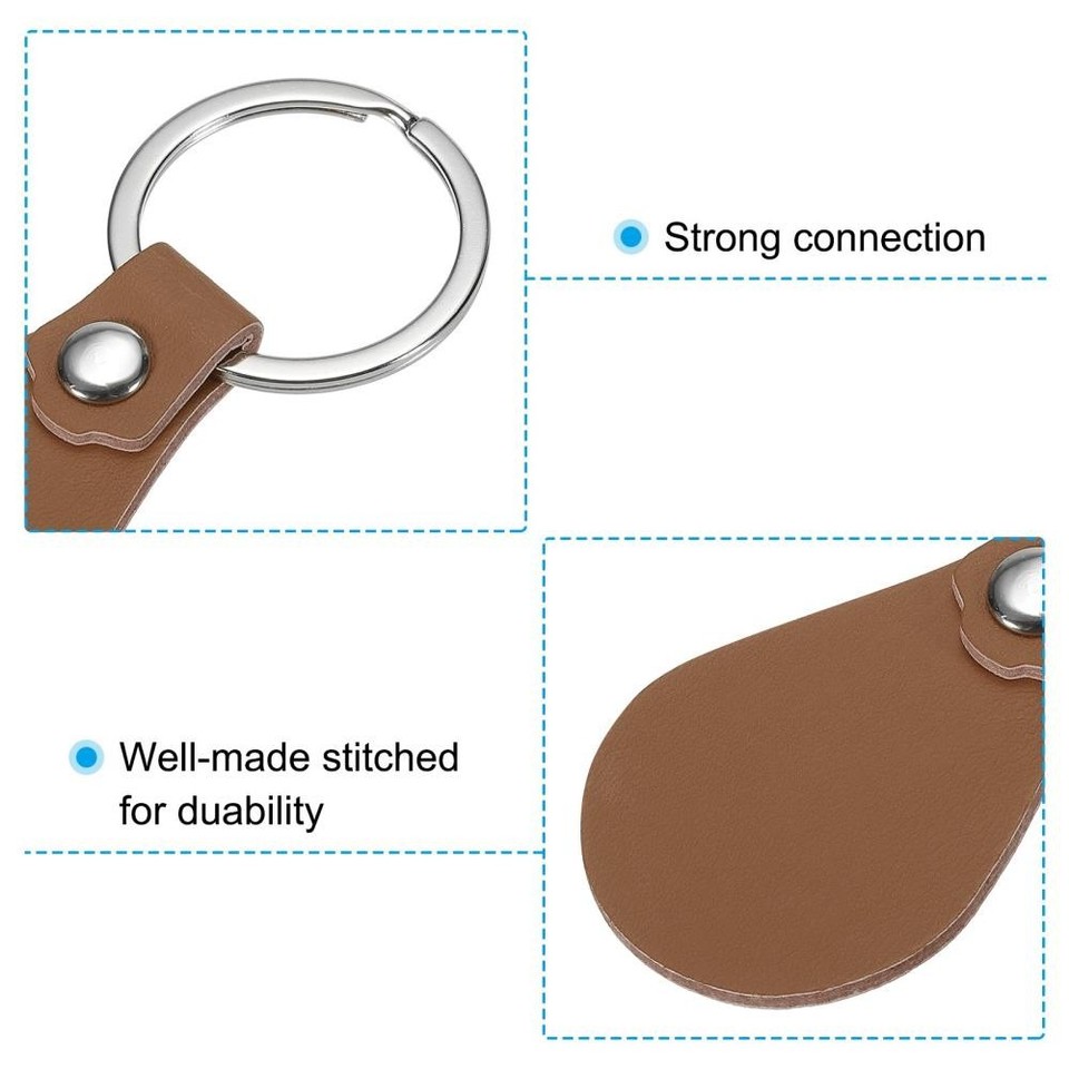 16pcs Leather Key Fob Kit PU Leather Key Fob Blanks with Key Rings Dark ...