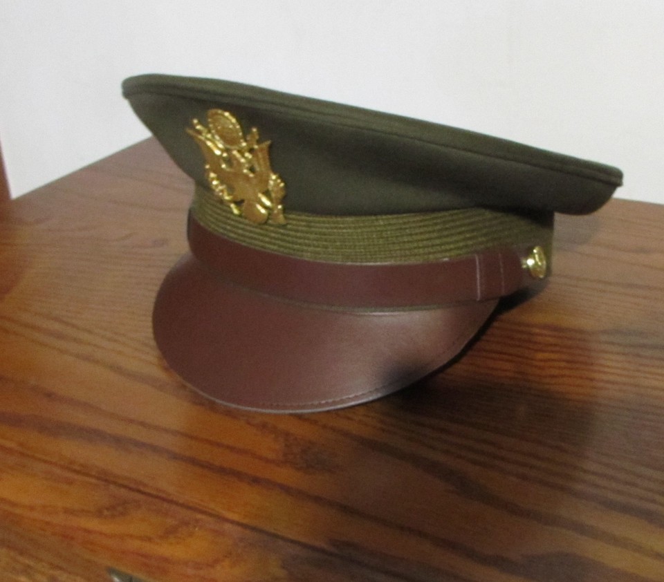 NEW WW2 WWII USAAF US ARMY OFFICERS UNIFORM VISOR HAT CRUSHER STYLE CAP ...