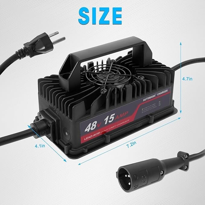 AUTOBABA 48 volt - 15 amp Golf Cart Battery Charger 3-Pin Triangle ...