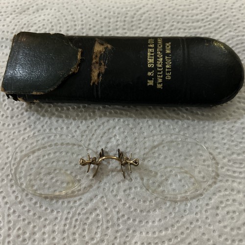 Vintage Antique Pair Pince-Nez Glasses Spectacles W/case Goldtone Bifocal | eBay