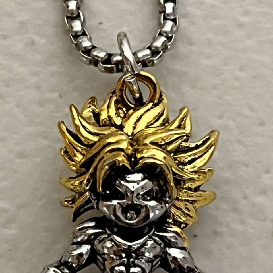 Dragonball Kid Goku Charm Pendant Necklace Vegeta Blond Hair Silver Box ...