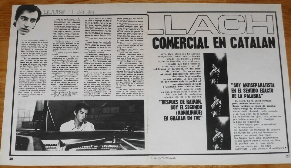 Lluís Llach Lot Press 1960s/1980s Song Catalan Catalunya Photo ...
