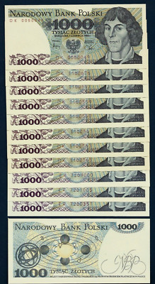 Poland 1000 ZLOTYCH P-146 1982 x 10 Pcs Lot COPERNICUS Bundle UNC ...
