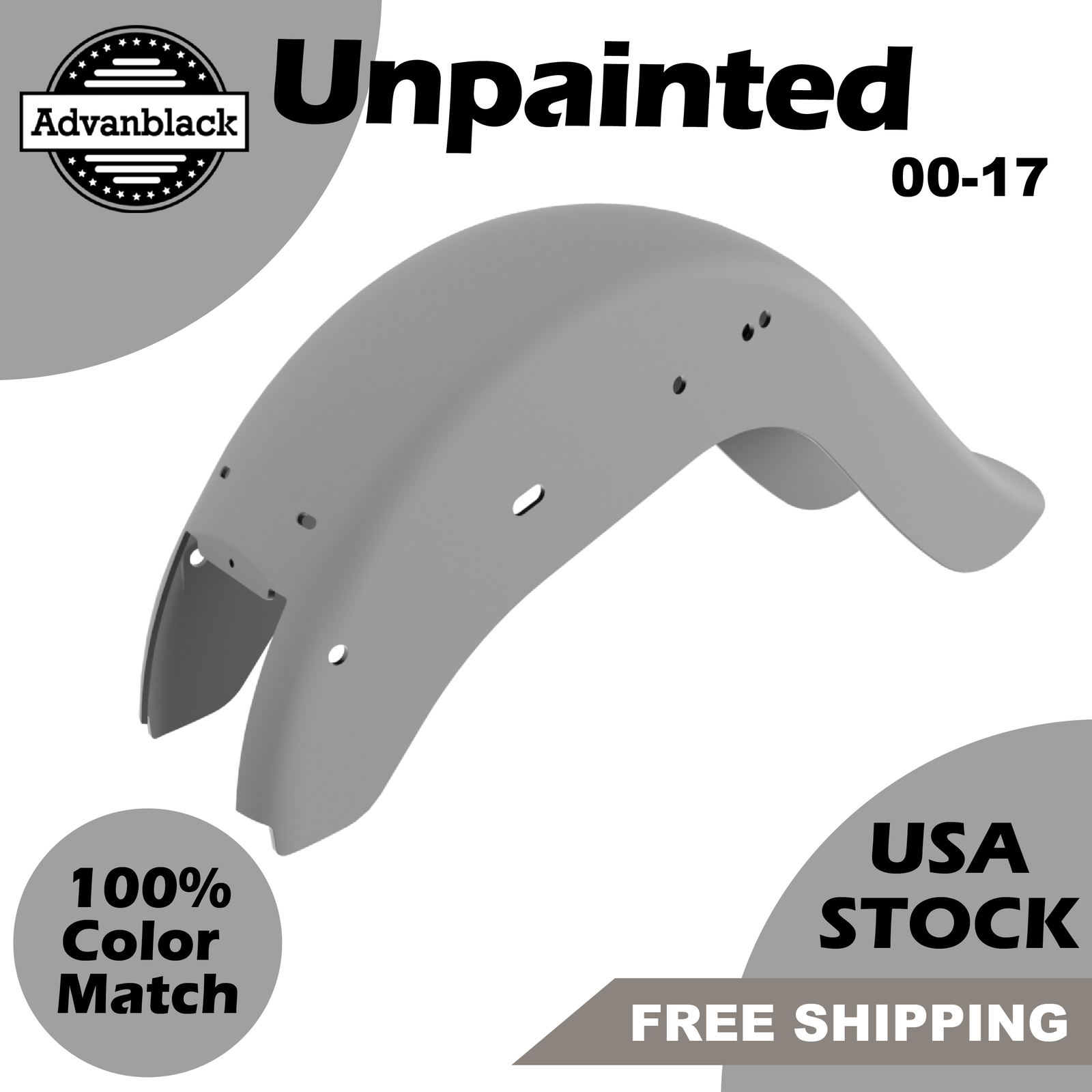 Unpainted Extended Cholo Rear Fender Fits for 2000-2017 Harley Softail ...