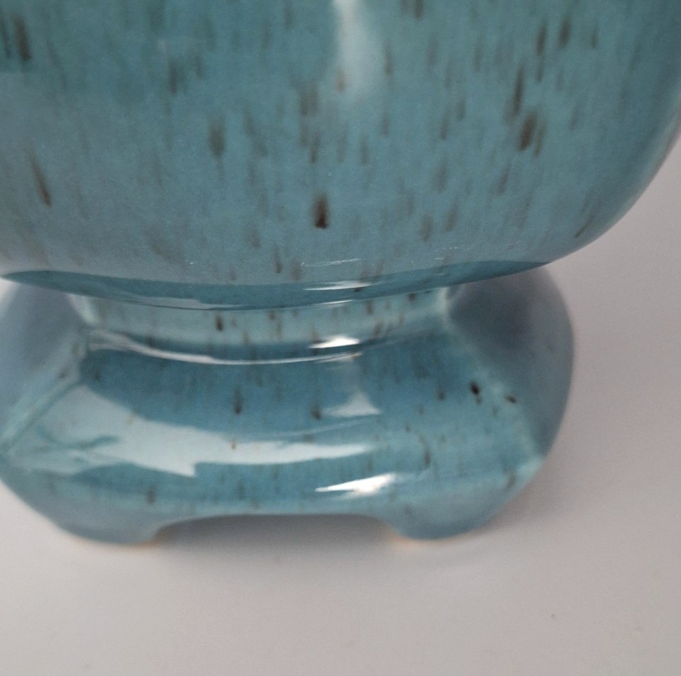 MCM Red Wing Pottery Vase Footed Vintage Teal with White Interior ...