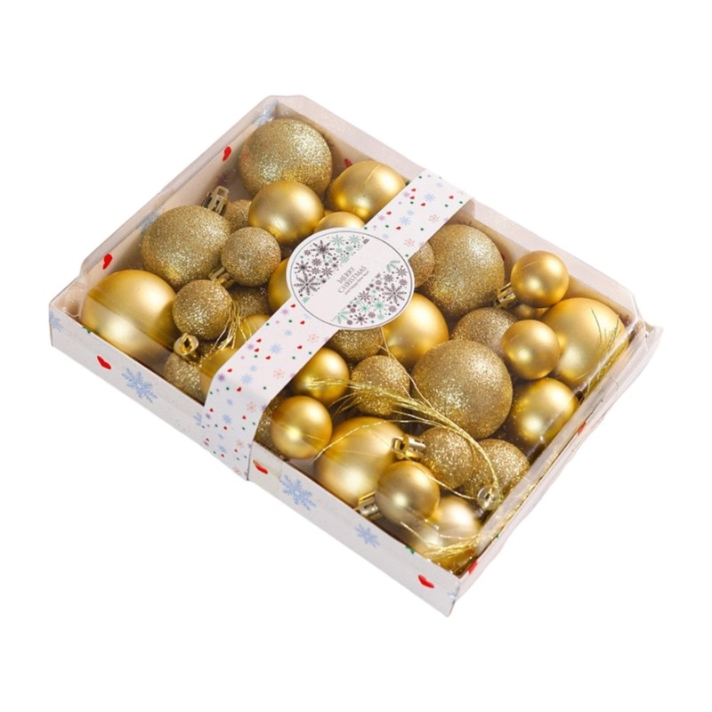 Christmas Tree Decorations 42 Plastic Ornament Set For Cake Tabletop ...