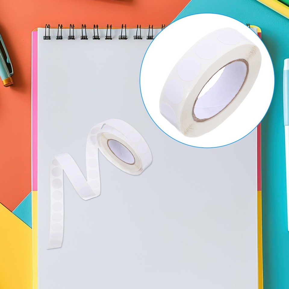 6 Rolls White Sticky Labels Circle Stickers Round Paper Coding Dot ...
