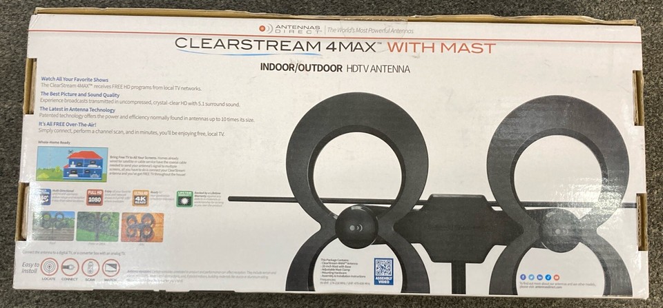 Antennas Direct ClearStream 4MAX Indoor/Outdoor UHF/VHF HDTV Antenna | eBay