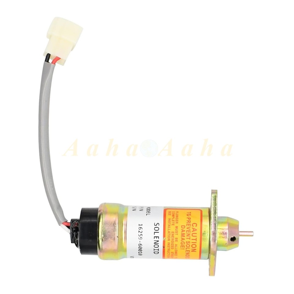 12V Fuel Stop Solenoid 16259-60010 for Kubota D1105 V1505 Hitachi ...
